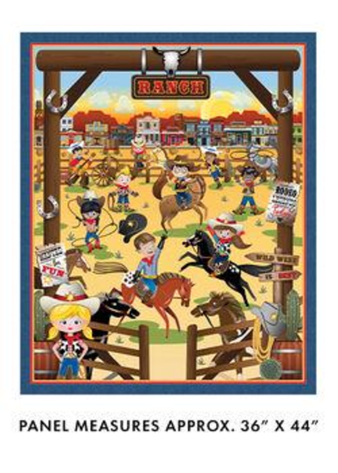 WILD WEST Lil BUCKAROO Fabric Panel 35 1/2" X 44", Benartex, 100% ...