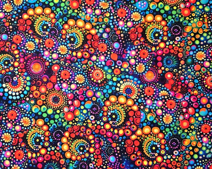 Vibrant Multi-color Dot Fabric: Qt Geometric Circle Print Rainbow ...