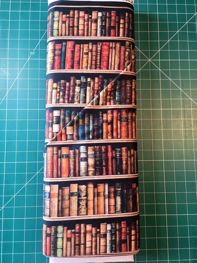 BOOKS LIBRARY Cotton Fabric: QT Fabrics, Quilting Material Book Worm ...
