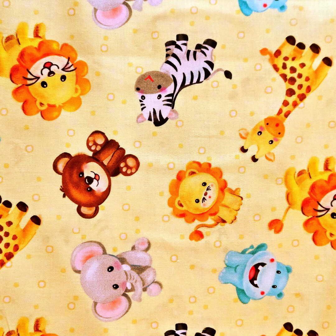 Baby Animal Fabric: Oasis Fabrics Yellow Cotton Quilting Nursery Kids ...