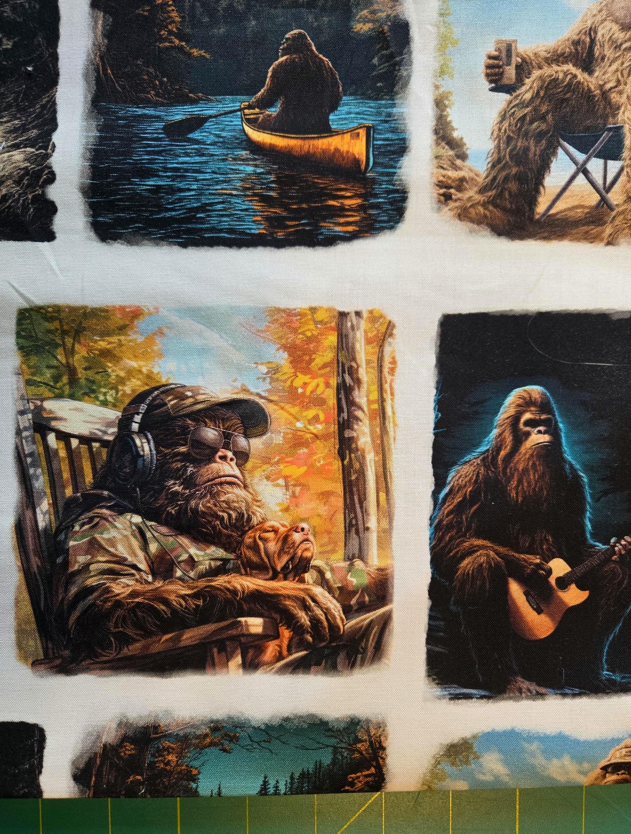 Sasquatch Fabric Panel: 100% Cotton Quilting Print, Outdoor Wildlife ...