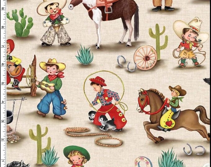RODEO ROUND UP Fabric, Michael Miller, 100% Cotton Fabric, Cowboy ...