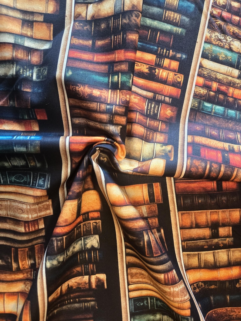 BOOKS LIBRARY Cotton Fabric: QT Fabrics, Quilting Material Book Worm ...