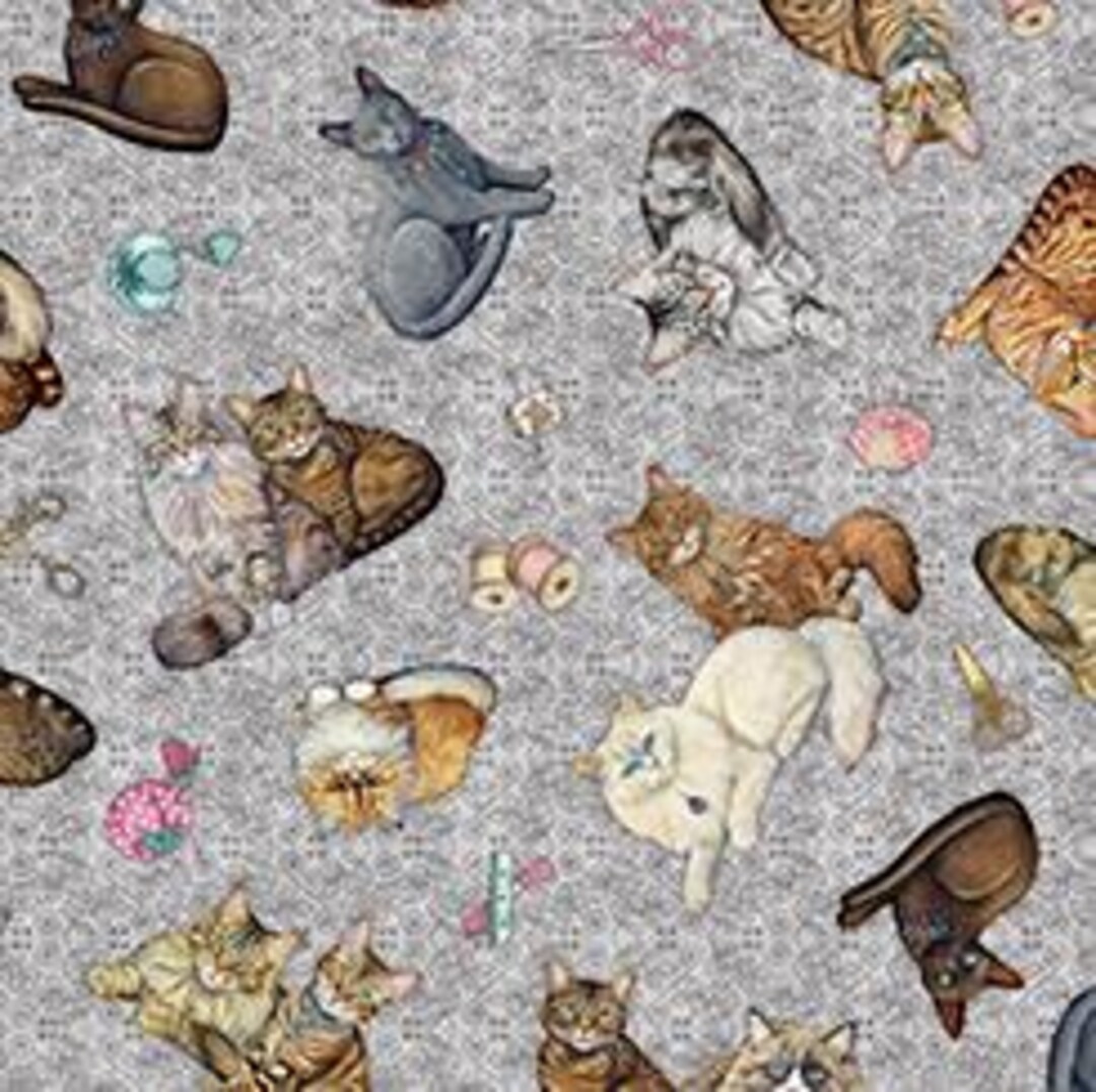 CATS in the QUILT Room Cotton Fabric by QT Fabrics, 100% Cotton Fabric ...