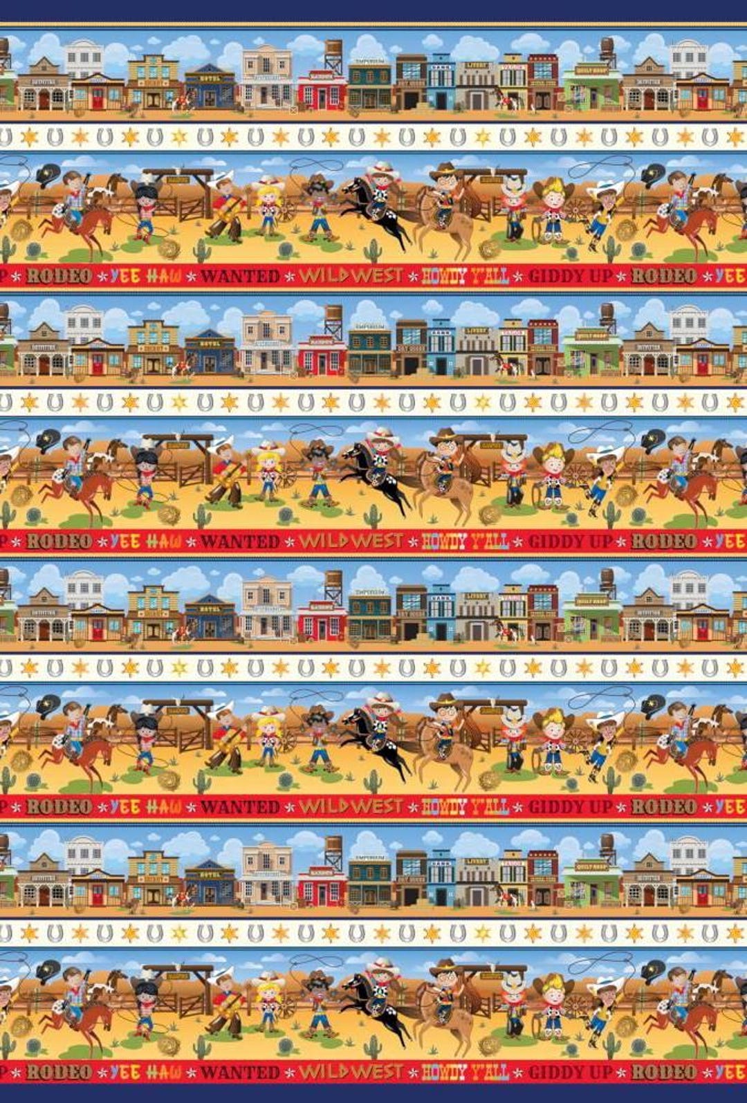 LIL BUCKAROOS STRIPE Fabric, Benartex, 100% Cotton Fabric, Western ...