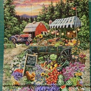 Farm Produce Stand Fabric Panel: Timeless Treasures Cotton (23" X 44 ...