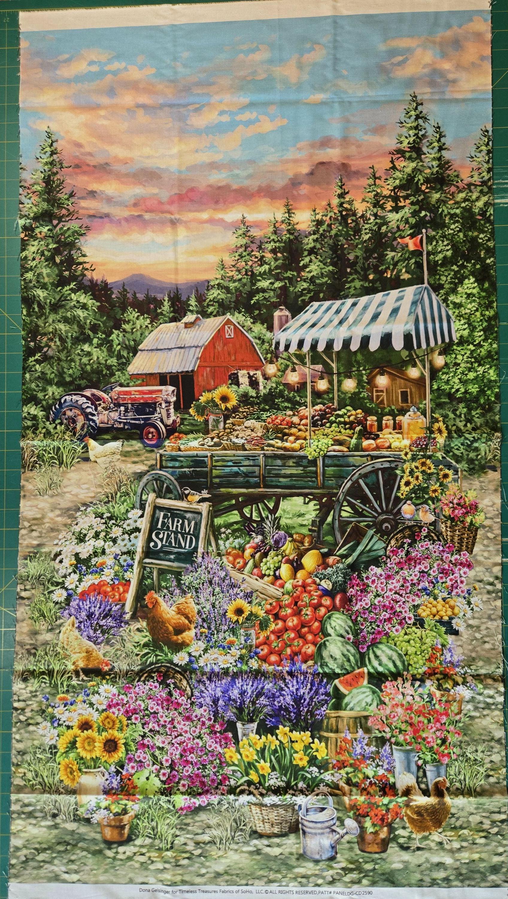 Farm Produce Stand Fabric Panel: Timeless Treasures Cotton (23" X 44 ...