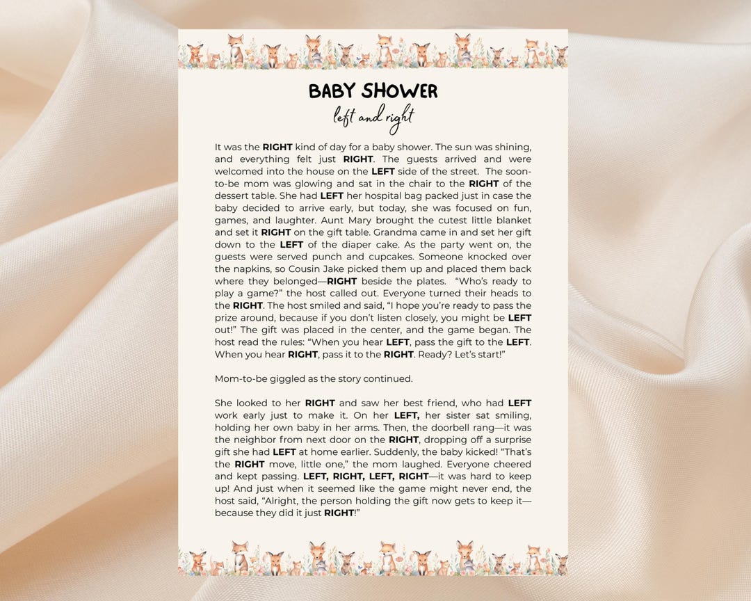 Left Right Baby Shower Game, Baby Shower Activity, Printable Party ...