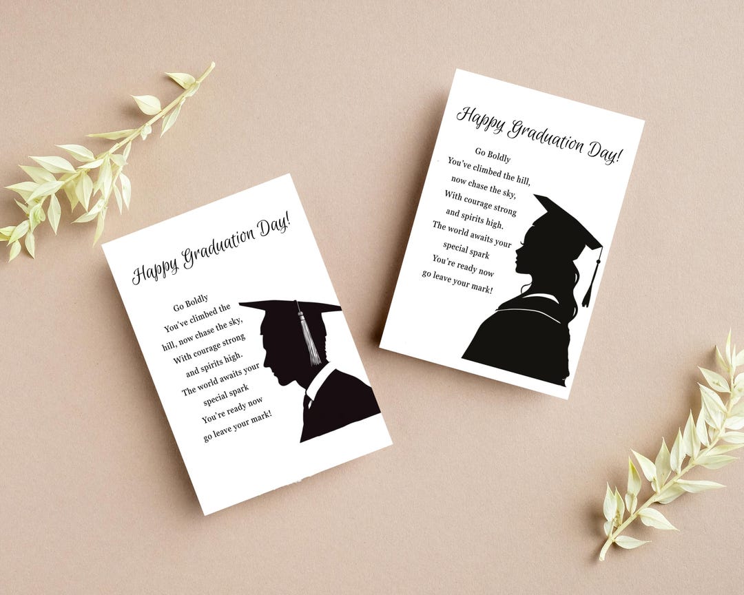 Graduation Card Set – Printable 5x7 Silhouette Cards for Him & Her ...