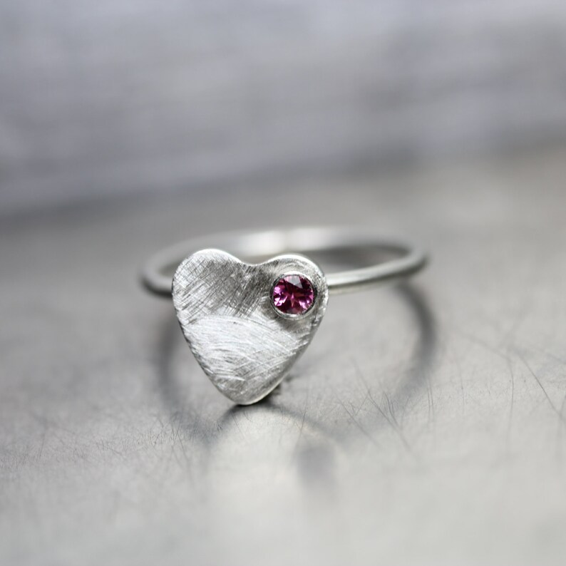 Cute Spinning Heart Ring Pink Tourmaline Silver Valentine's Day Gift ...