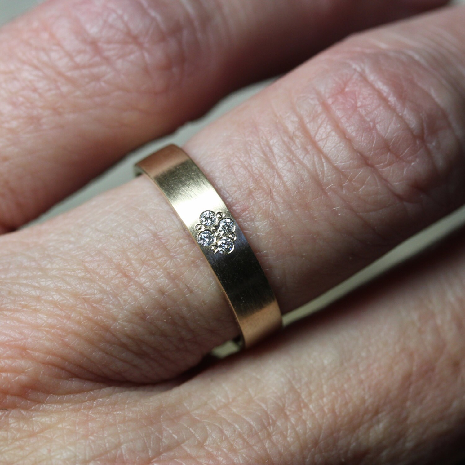 Modern 14k Yellow Gold Diamond Wedding Band Unisex Comfort Fit 4mm Wide ...