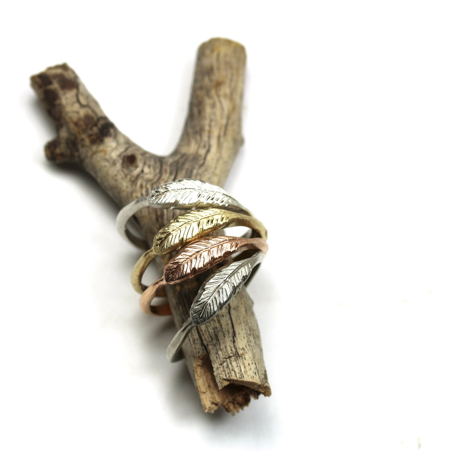 Delicate Sterling Silver Feather Ring White Winter Forest Woodland ...