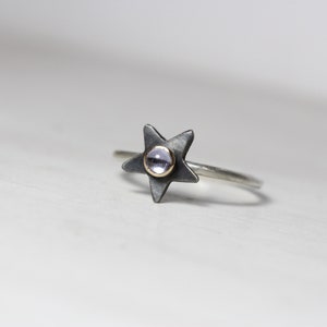 Pale Purple Sapphire Star Ring Delicate Stackable Silver 14K Yellow ...