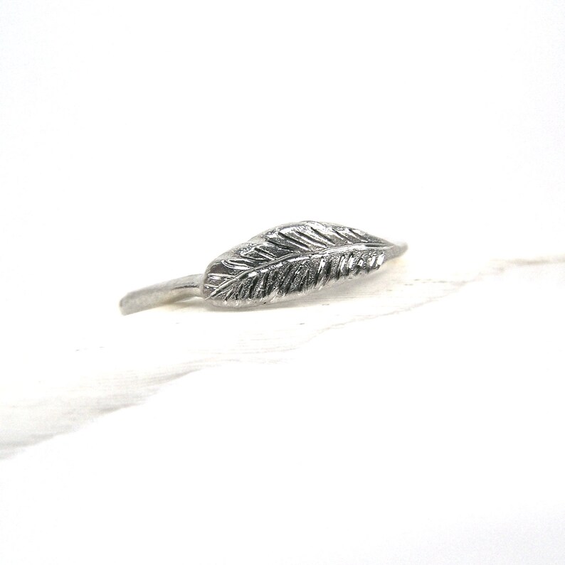Delicate Sterling Silver Feather Ring White Winter Forest Woodland ...