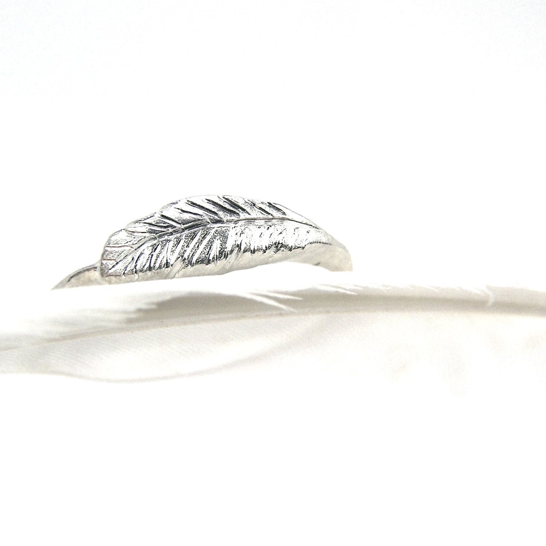 Delicate Sterling Silver Feather Ring White Winter Forest Woodland ...