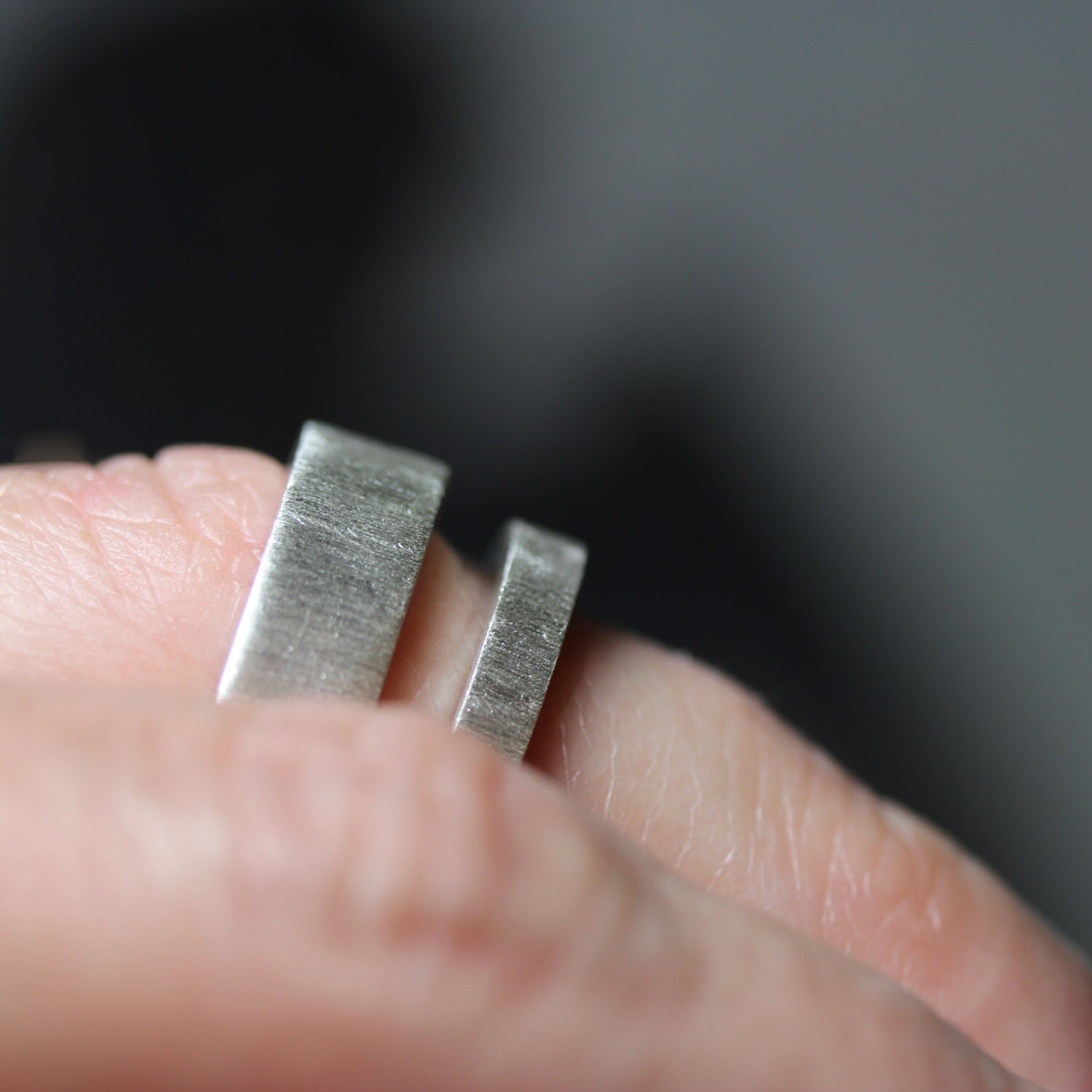 Modern Minimalistic Wedding Ring Set His and Hers Brushed | Etsy