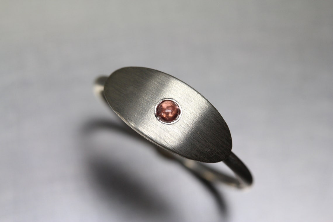 Pink Sapphire Silver Signet Ring Limited Edition Delicate - Etsy