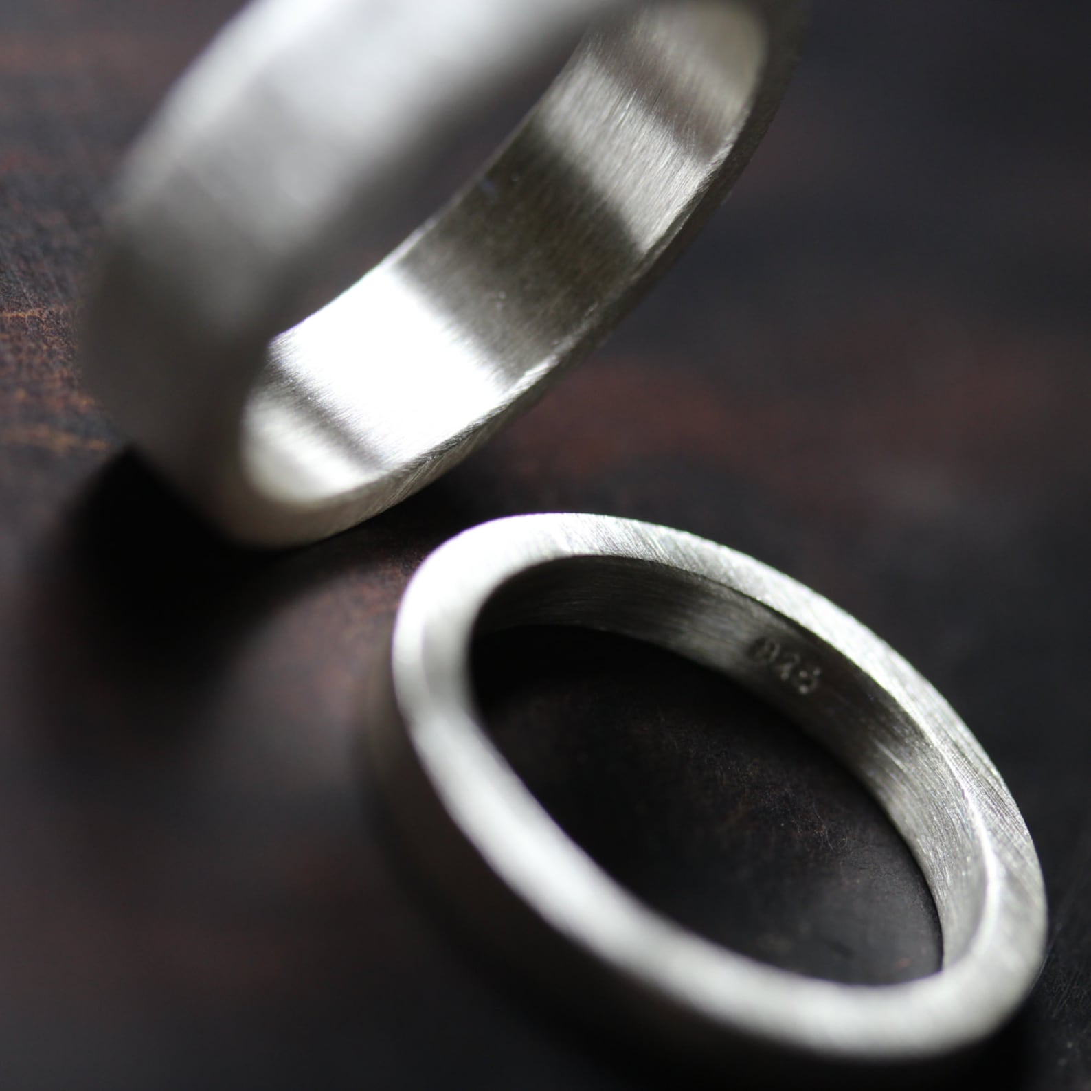 Modern Minimalistic Wedding Ring Set His and Hers Brushed | Etsy