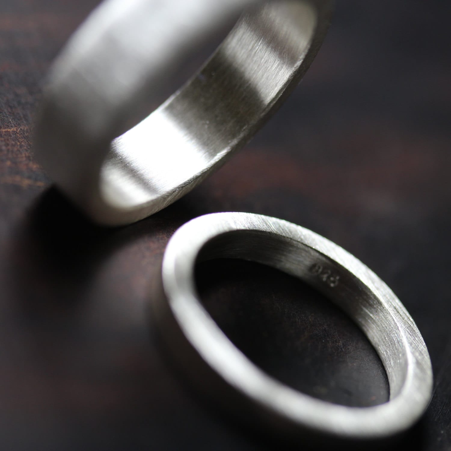 Modern Minimalistic Wedding Ring Set His and Hers Brushed | Etsy