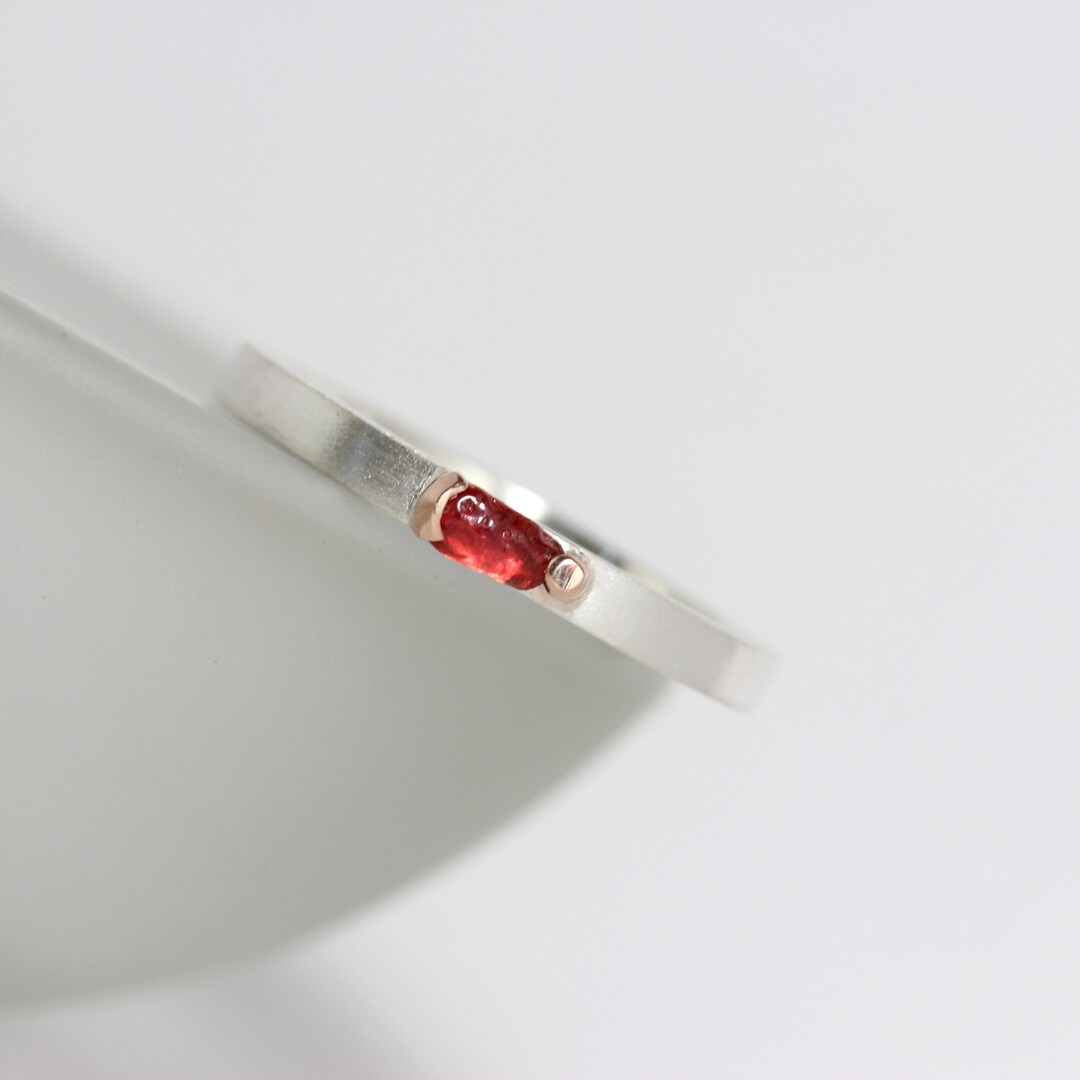 Raw Alluvial Red Sapphire Unisex Ring Silver 14K Rose Gold Rough ...