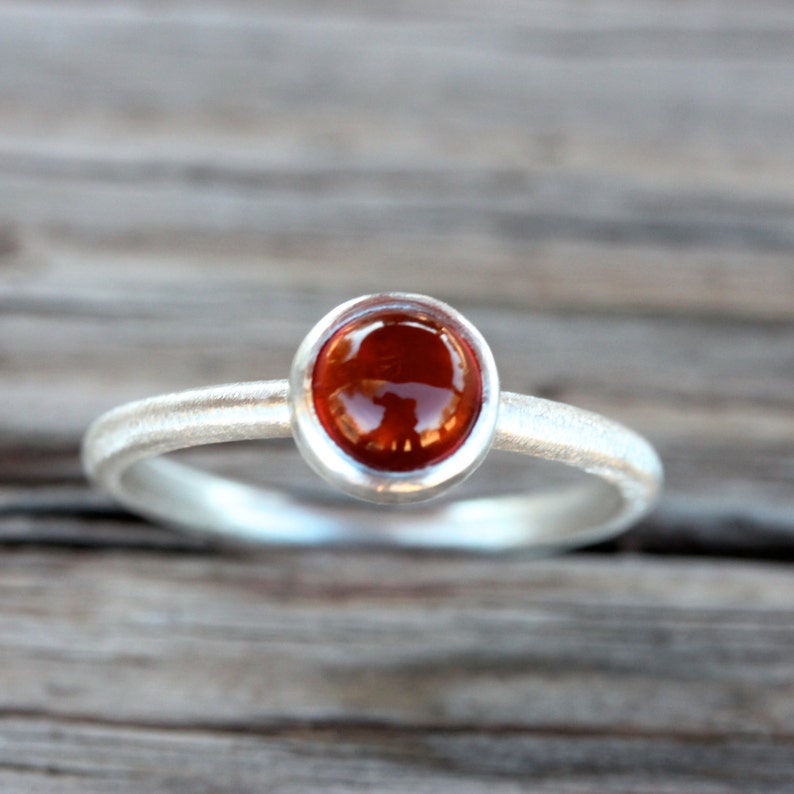 Simple Modern Rust Red Cinnamon Garnet Silver Ring Stackable | Etsy