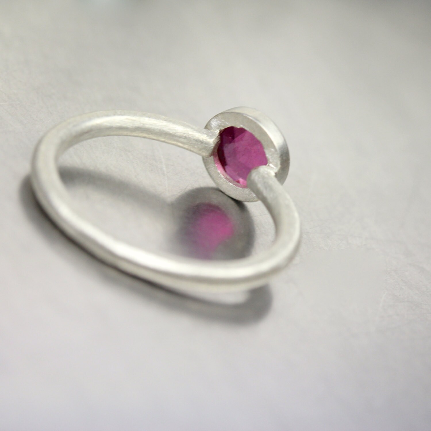 Delicate Modern Rose-cut Ruby Silver Ring Intense Pink Red | Etsy