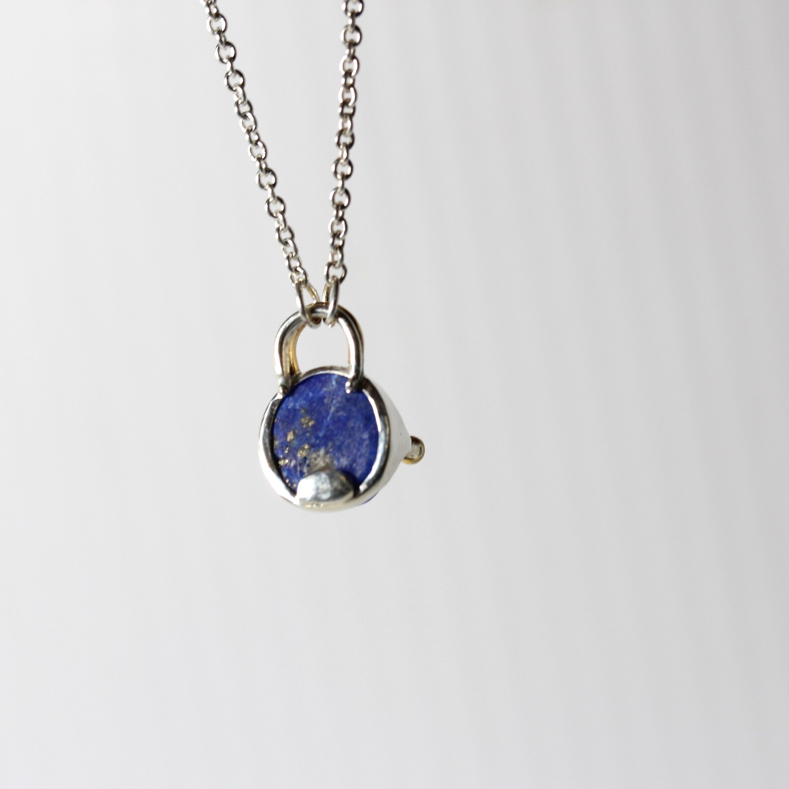 Unique Royal Blue Lapis Lazuli Crown Necklace Silver 14K and 22K Yellow ...