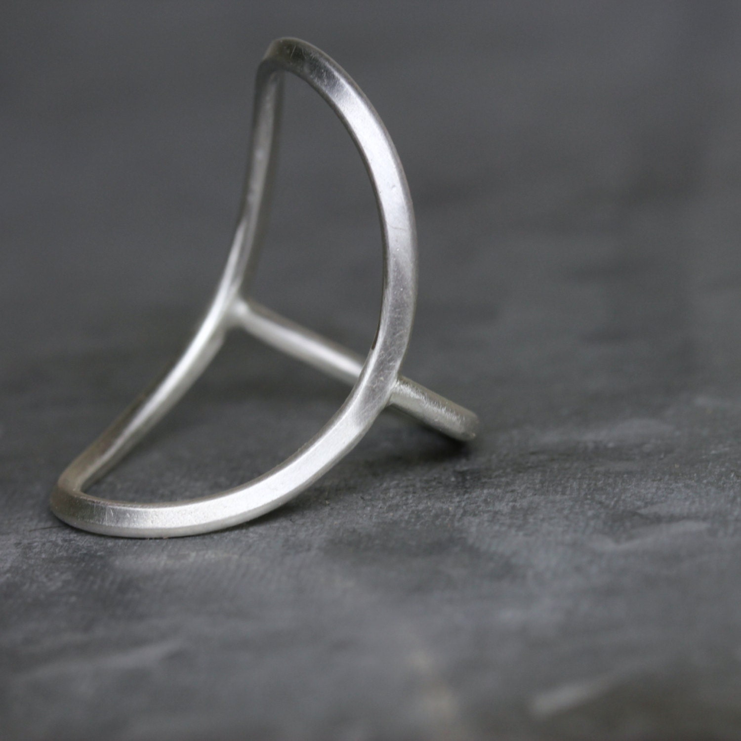 Large Middle Finger Half Crescent Moon Silver Ring Unique - Etsy