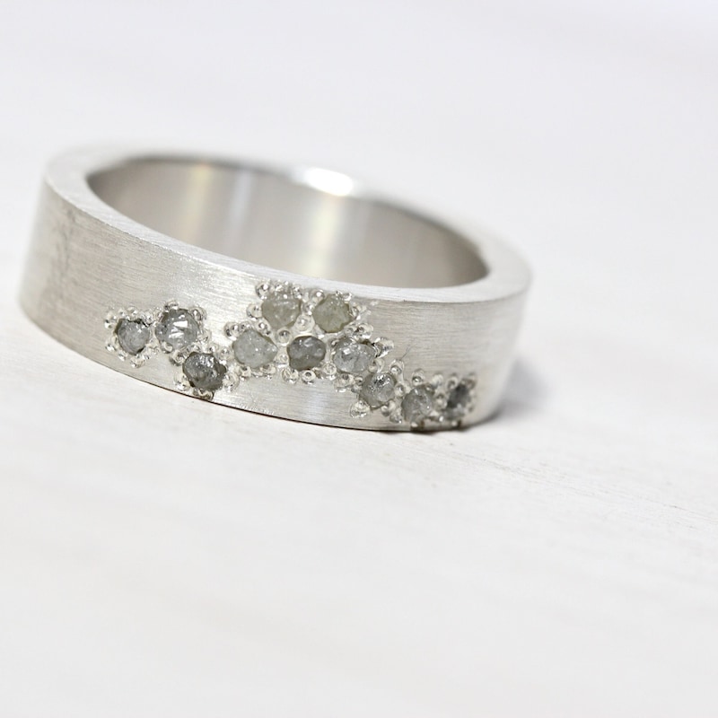 Raw Diamond Wedding Band - Etsy
