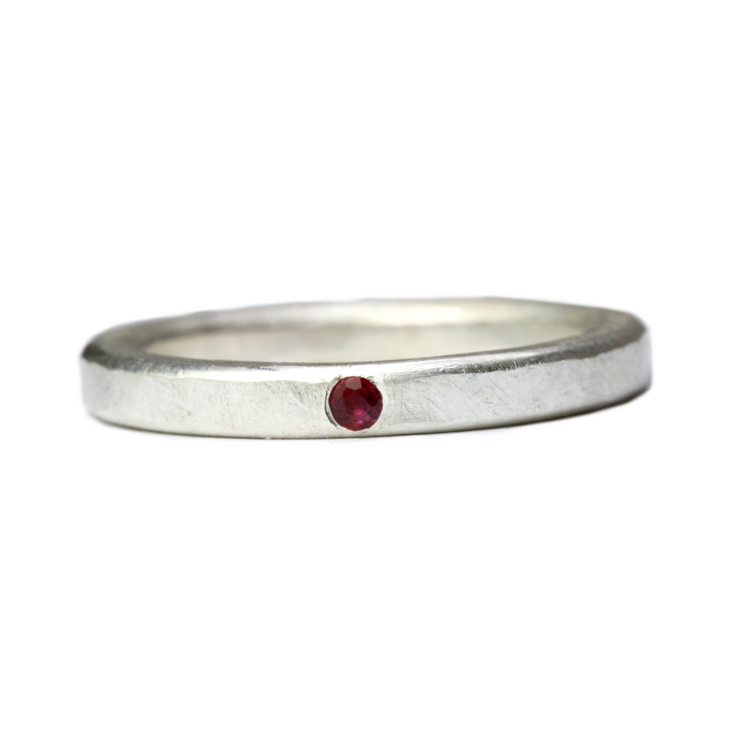 Delicate Sterling Silver Ruby Wedding Ring Hammered Red Pink - Etsy