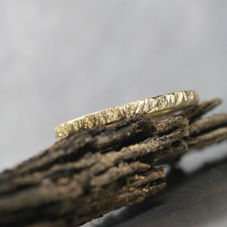 Rustic Women's Textured Bark Wedding Ring 14K Yellow Gold Primitive ...