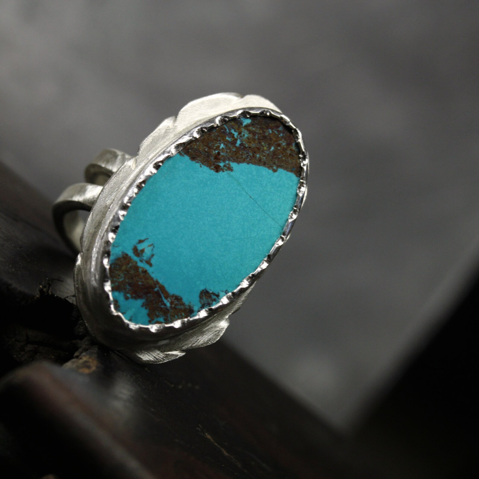 Large Shattuckite Silver Ring Southwest Sky Blue Brown Oval - Etsy