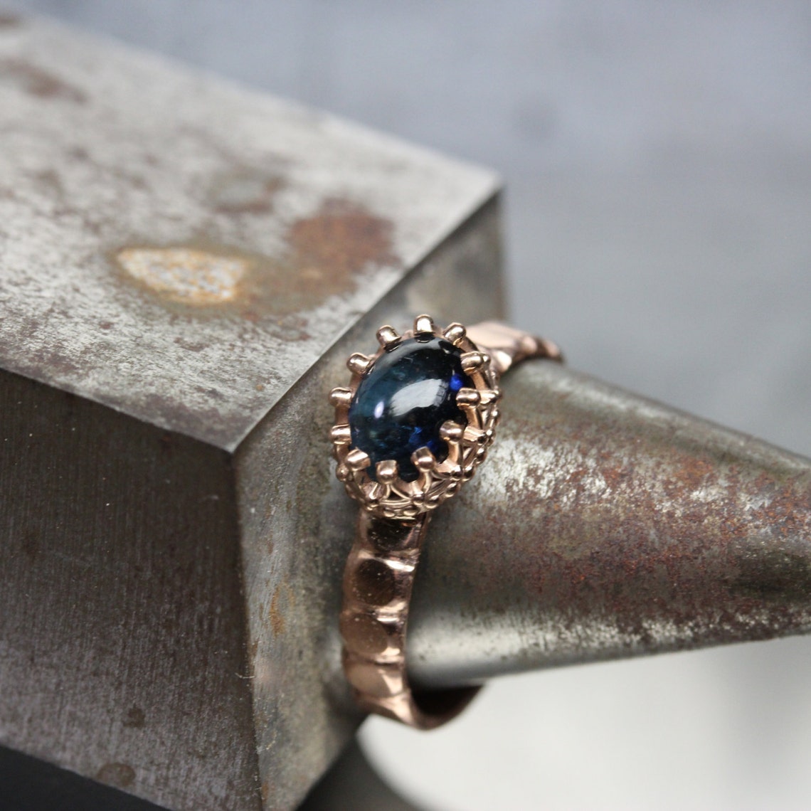 Medieval Inspired Engagement Ring Dark Blue Indicolite - Etsy