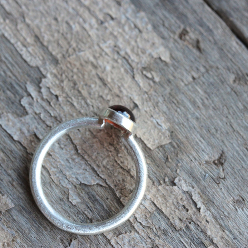 Simple Modern Rust Red Cinnamon Garnet Silver Ring Stackable | Etsy