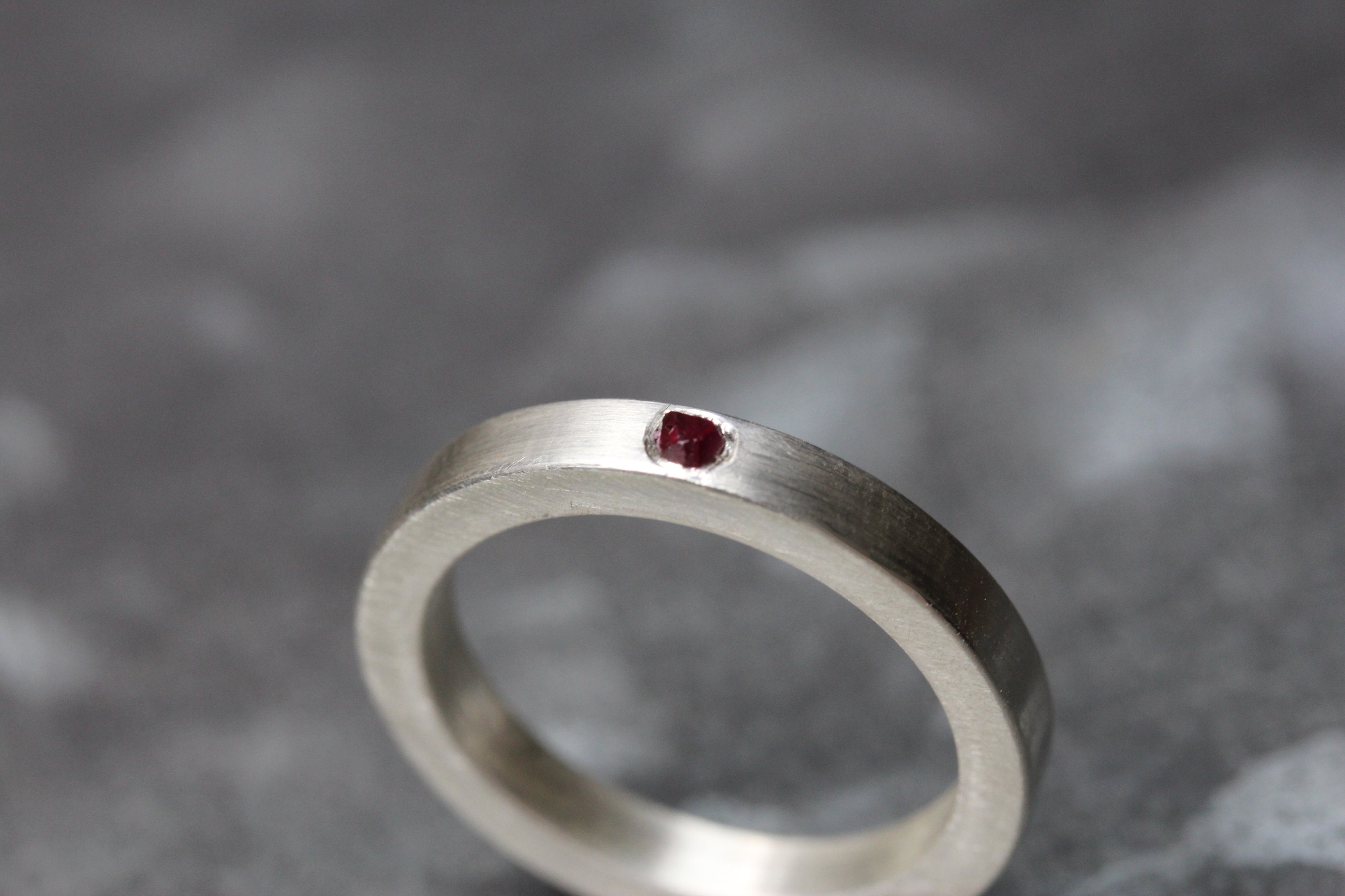 Raw Dark Red Ruby Wedding Ring in Sterling Silver Simple Rough | Etsy