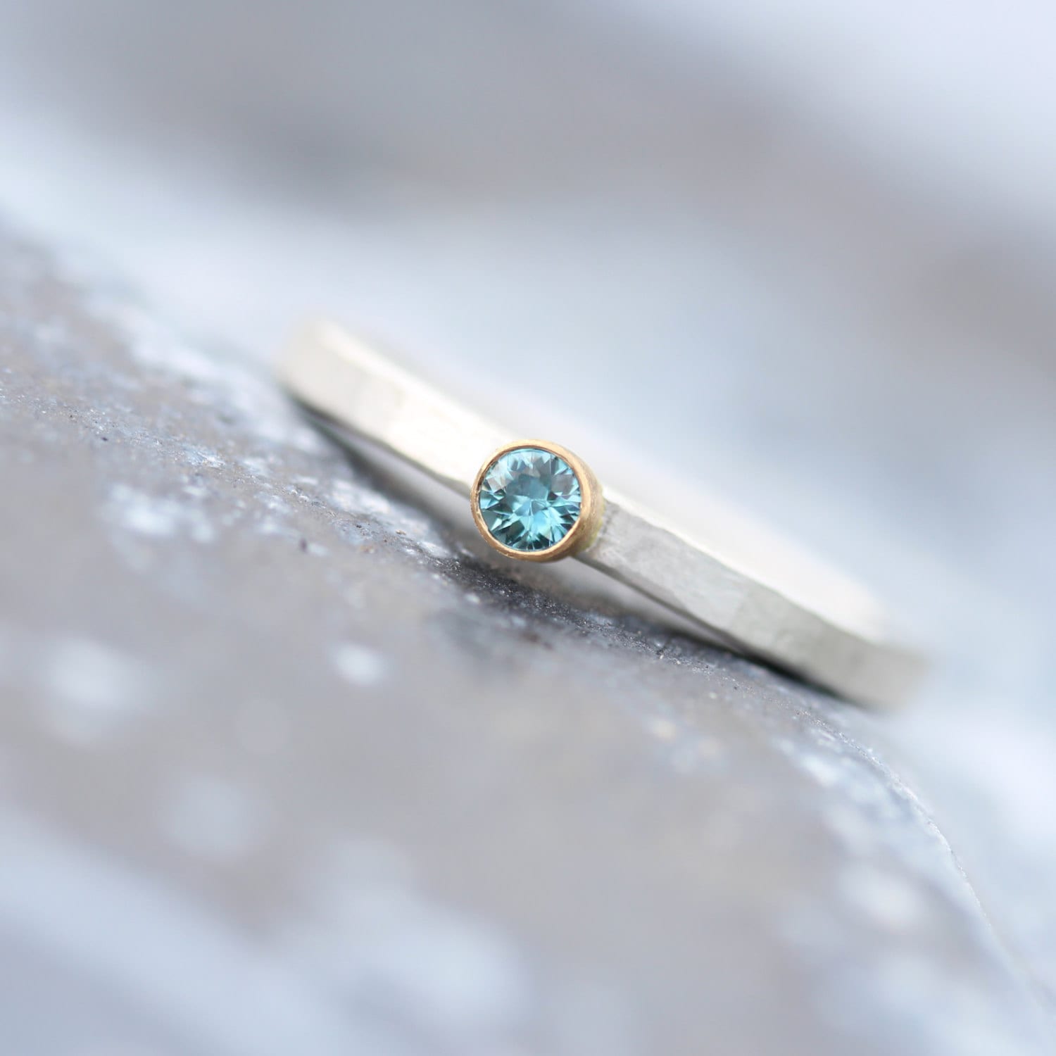 Simple Modern Engagement Ring Ice Blue Zircon Silver 18K - Etsy