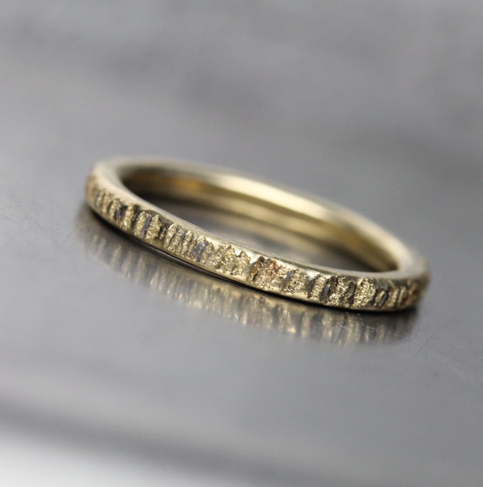 Rustic Women's Textured Bark Wedding Ring 14K Yellow Gold Primitive ...