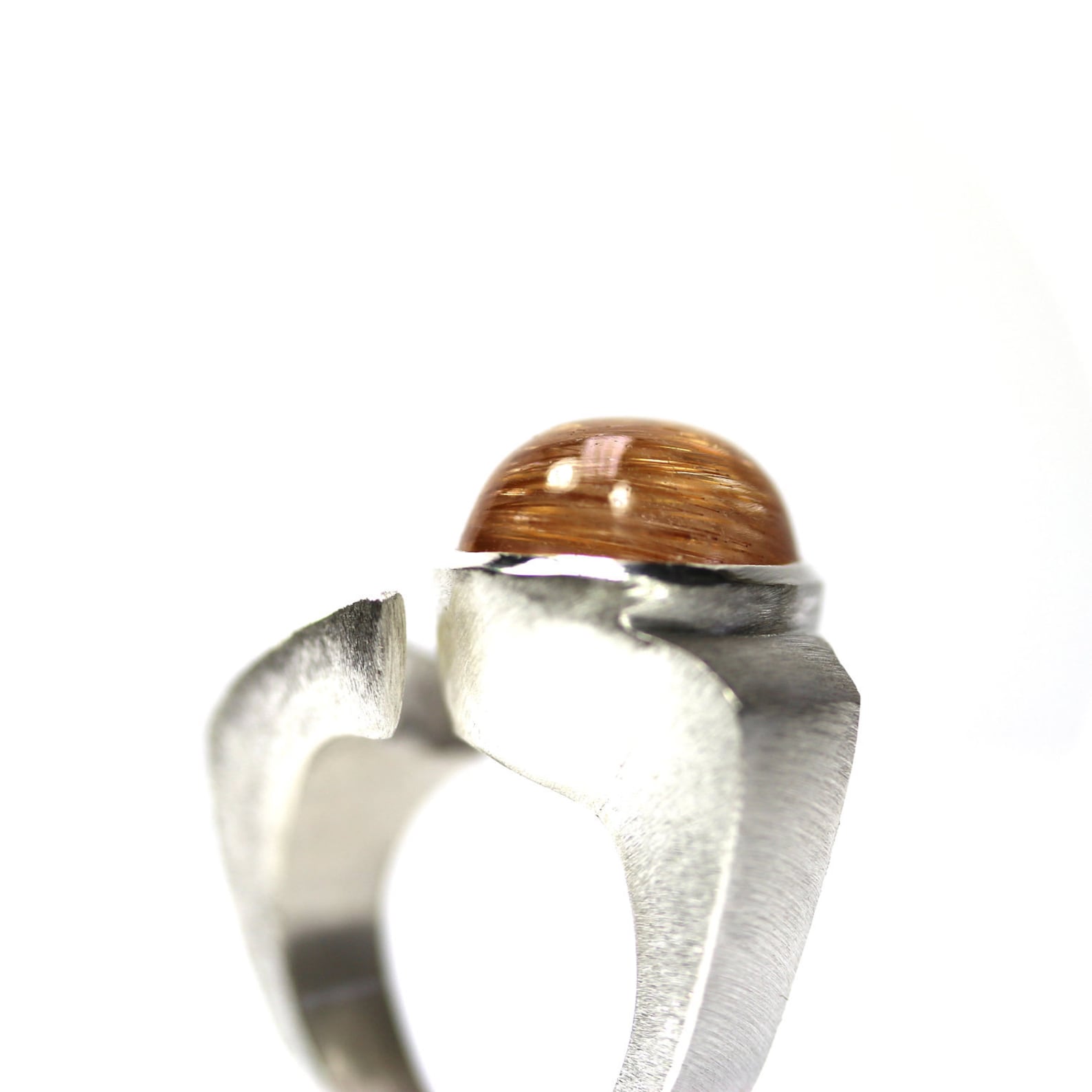 Modern Silver Rutilated Quartz Ring Golden Rutile Inclusions - Etsy