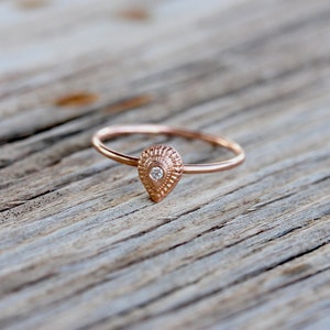 Delicate Drop Shaped Bindi Diamond Ring 14K Rose Gold Symbolic Bridal ...
