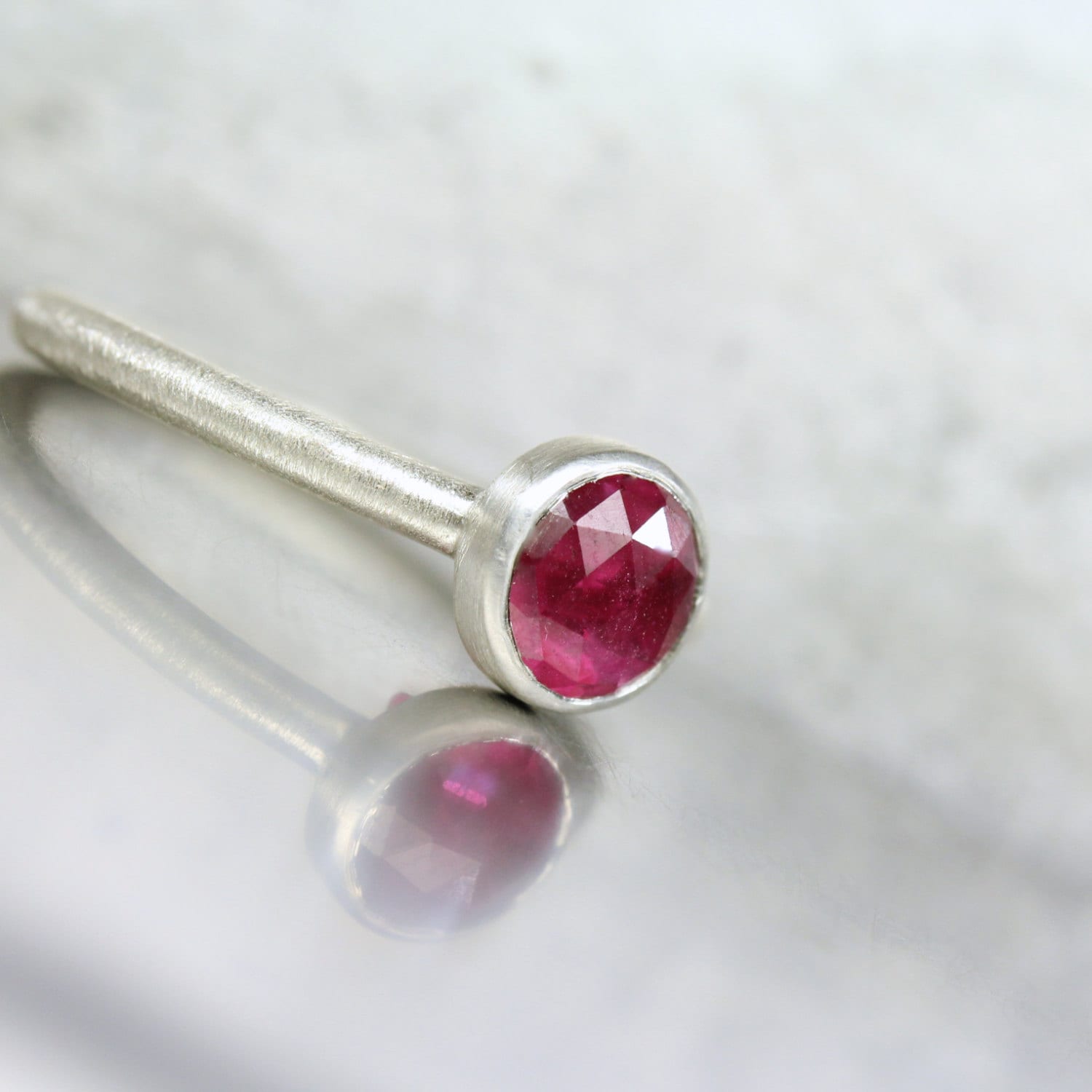 Delicate Modern Rose-cut Ruby Silver Ring Intense Pink Red | Etsy