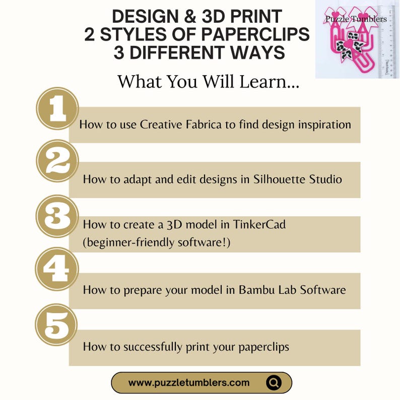 3D Printed Paperclip Video Course + BONUS - Learn How to Design 2 Types ...