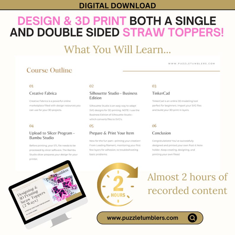 3D Printed Straw Topper Course - Learn How to Design & Print 3D Printed Straw Toppers - Digital ...