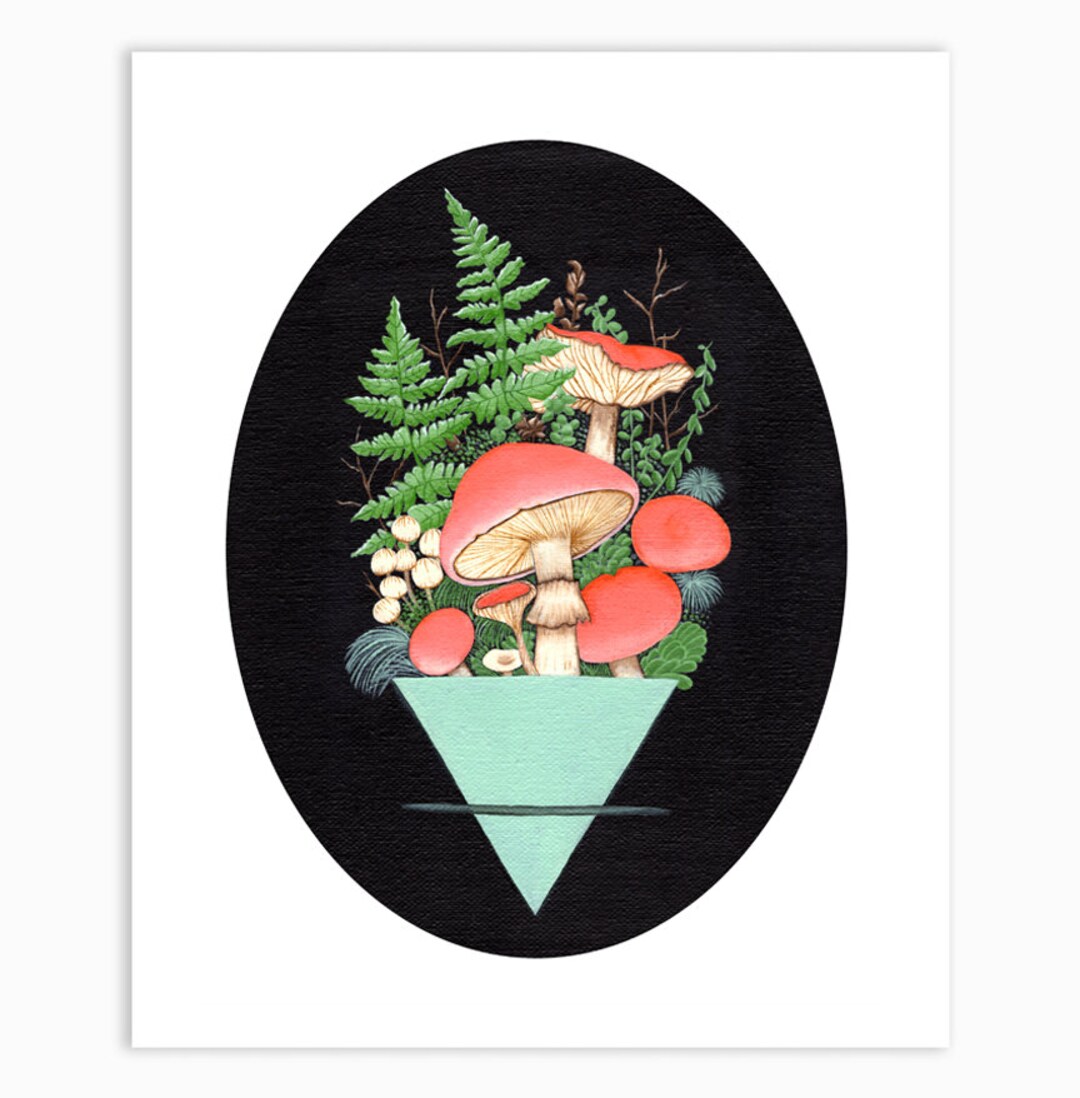 Mushroom Art Print: Botanical Fungi, Earth Sign (8x10) - Etsy