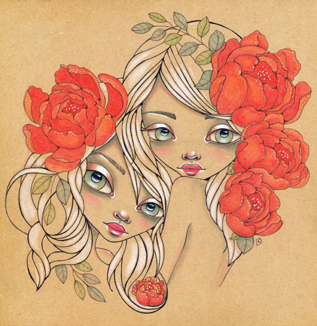 Hermia and Helena Art Print: Midsummer Night's Dream Inspired Giclee ...