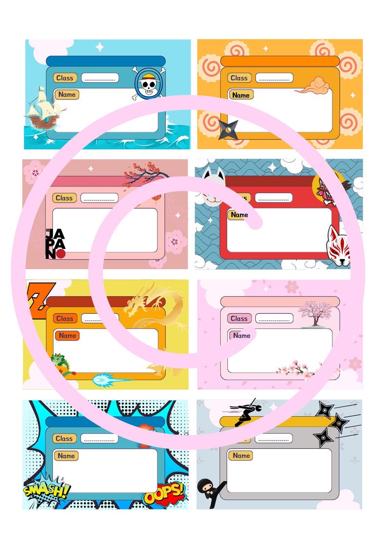 Kawaii Anime Name Labels – Printable Stickers for Students - Etsy UK