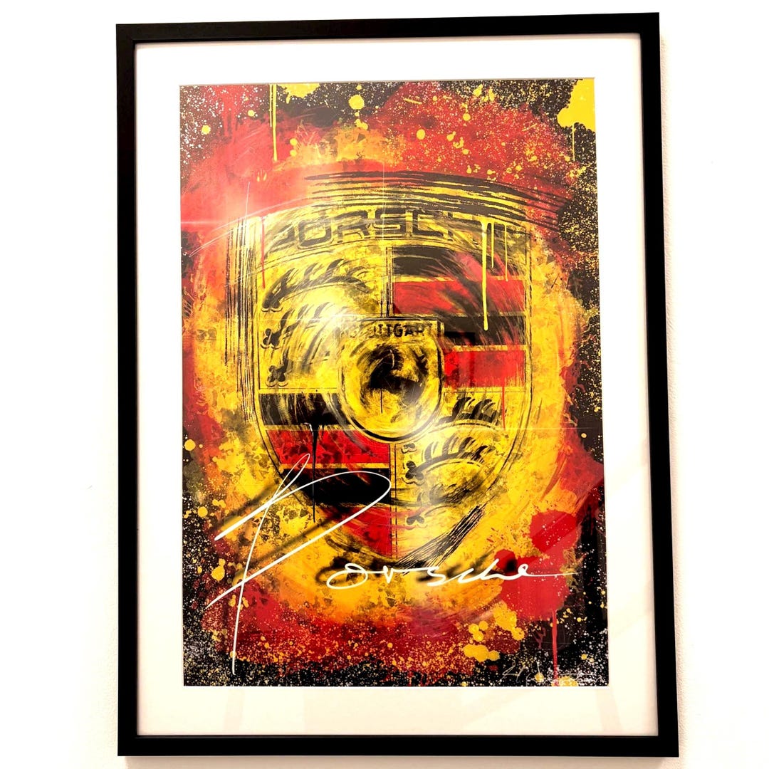 Custom Porsche Car Logo Abstract Artwork, Room and Wall Decor. Framed ...