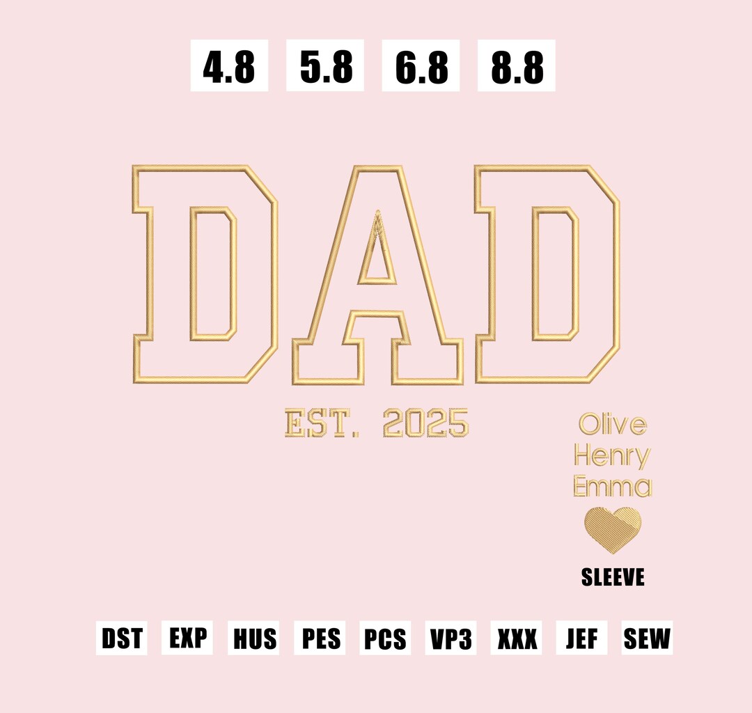 Dad Applique Embroidery, Dad Machine Embroidery Design Father's Day ...