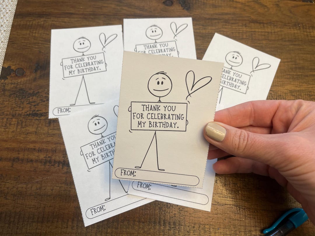 Funny Stick Figure Thank You Tags: Birthday Party Favor (digital ...