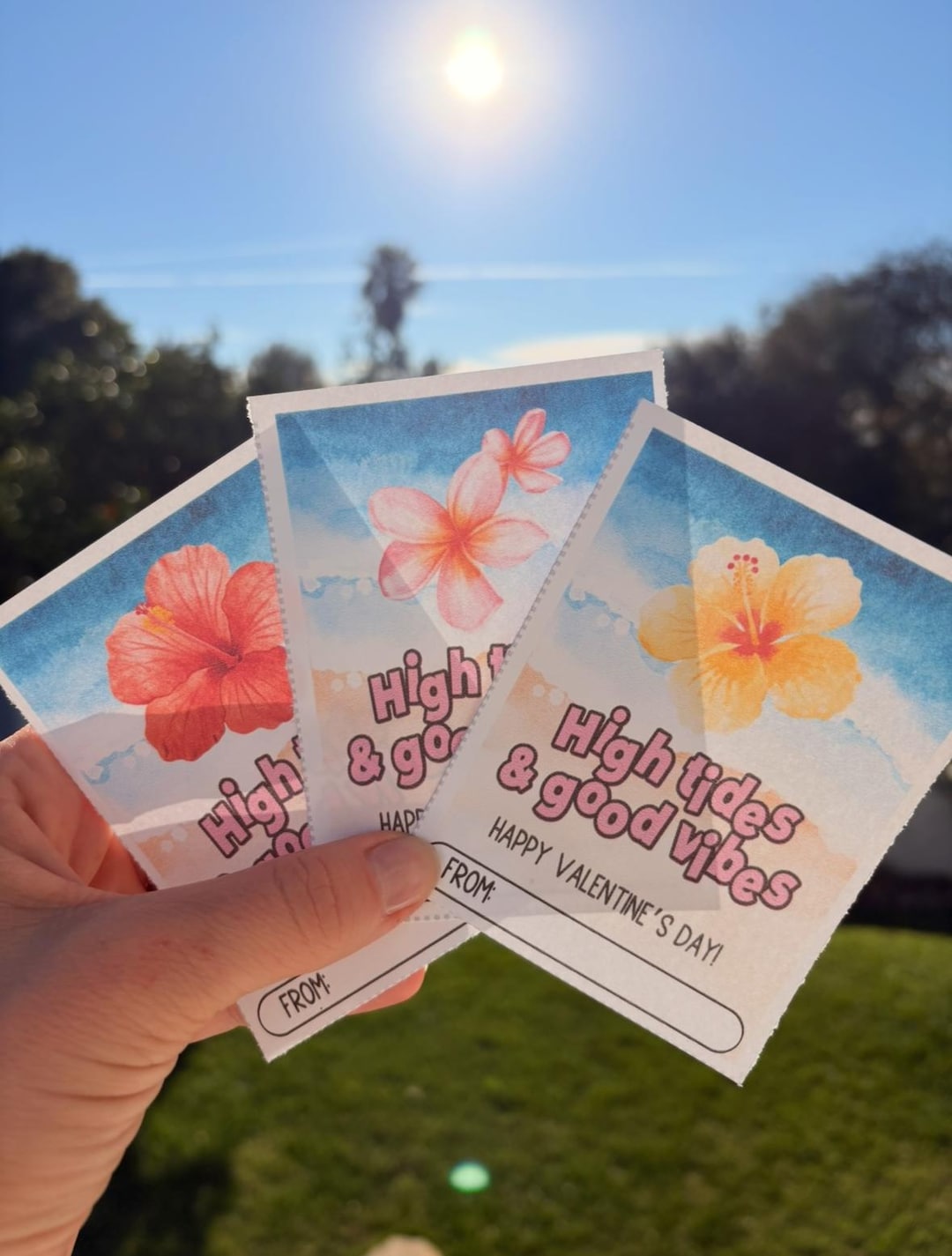 Beach Valentine Cards for Kids | High Tides & Good Vibes Printable ...