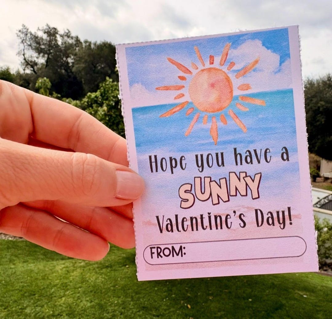 Sunny Valentine Cards Printable | Beach Valentine Exchange Cards for ...